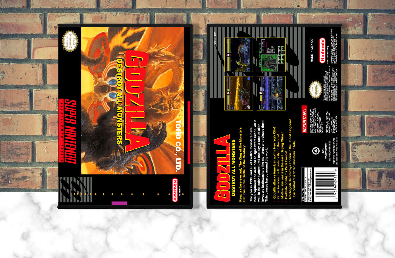Godzilla Destroy All Monsters - SNES Video Game Case