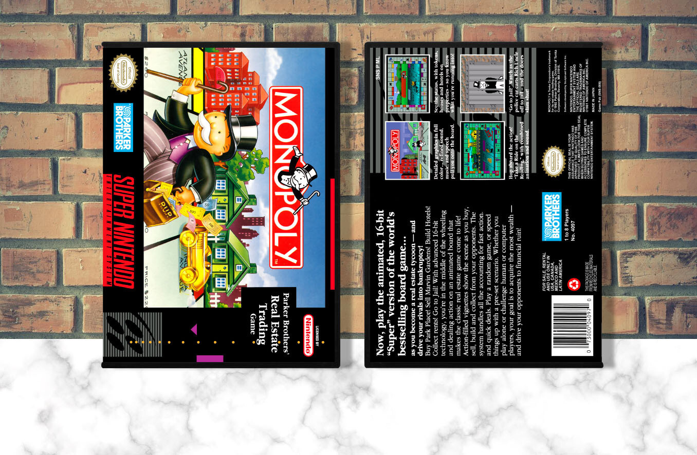 Monopoly - SNES Video Game Case