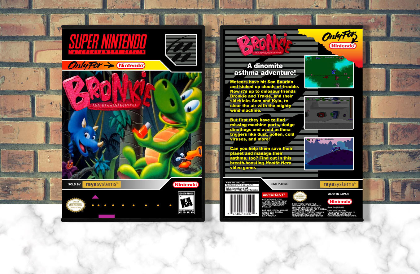 Bronkie the Bronchiasaurus - SNES Video Game Case