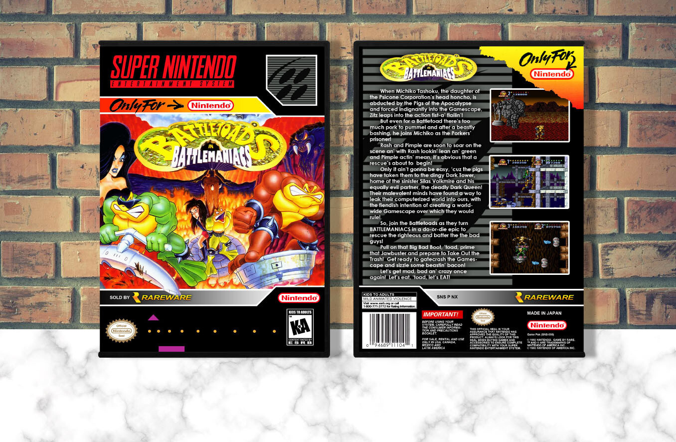 Battletoads in Battlemaniacs - SNES Video Game Case