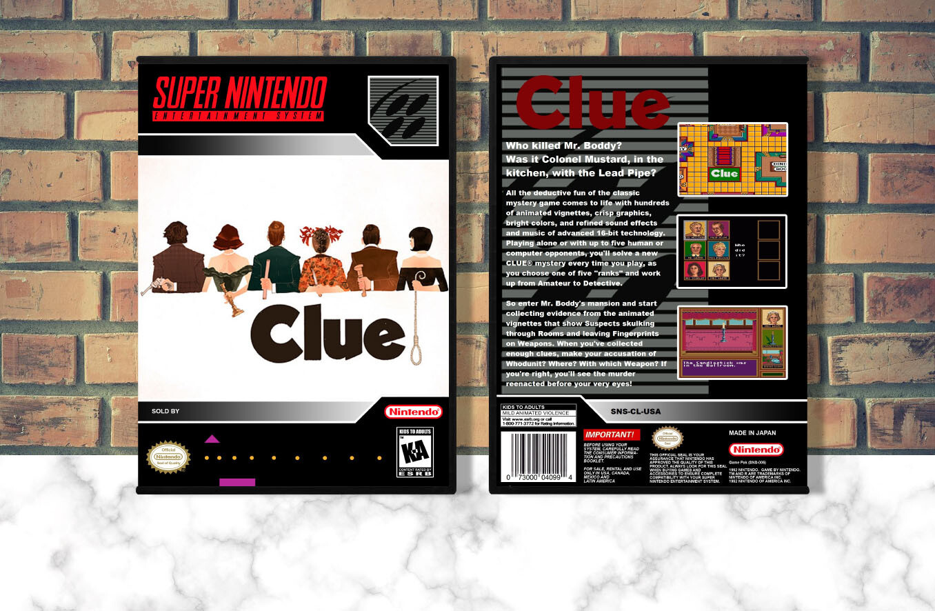 Clue - SNES Video Game Case
