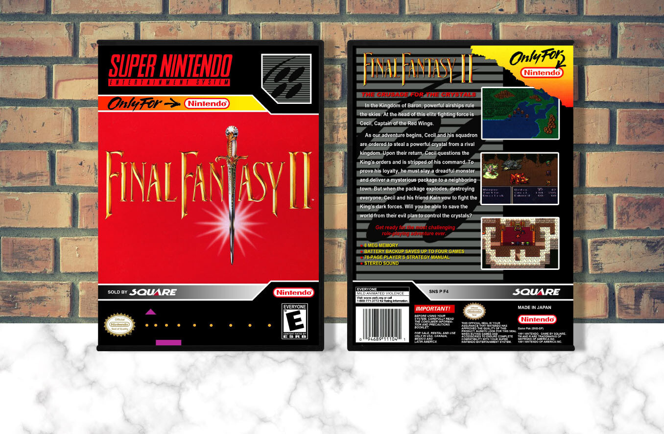 Final Fantasy II - SNES Video Game Case
