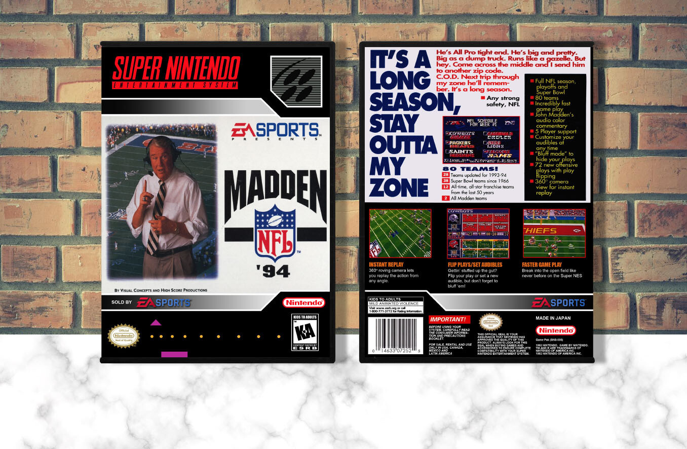 Madden NFL '94 - SNES Video Game Case