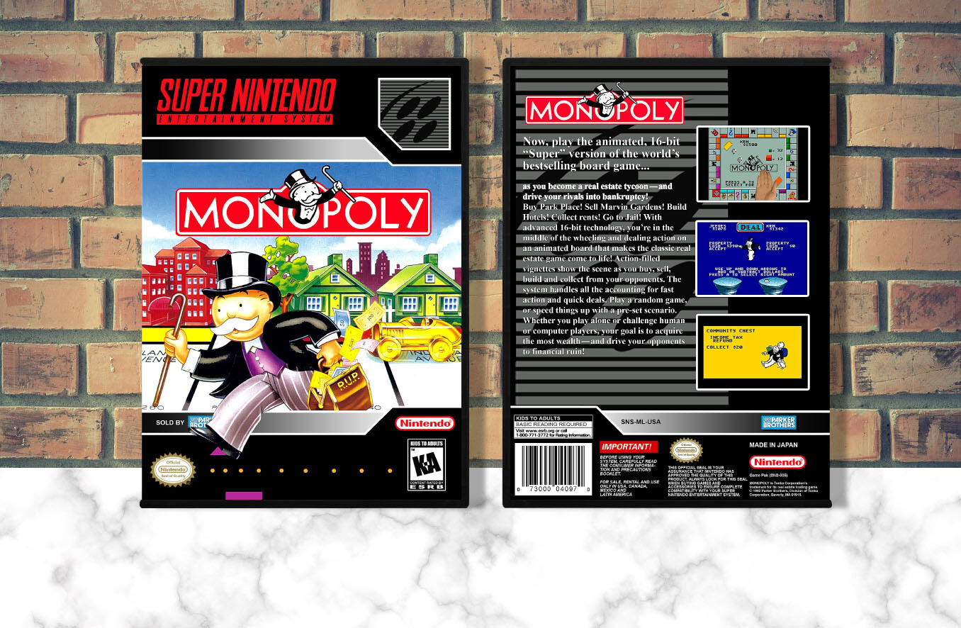Monopoly - SNES Video Game Case