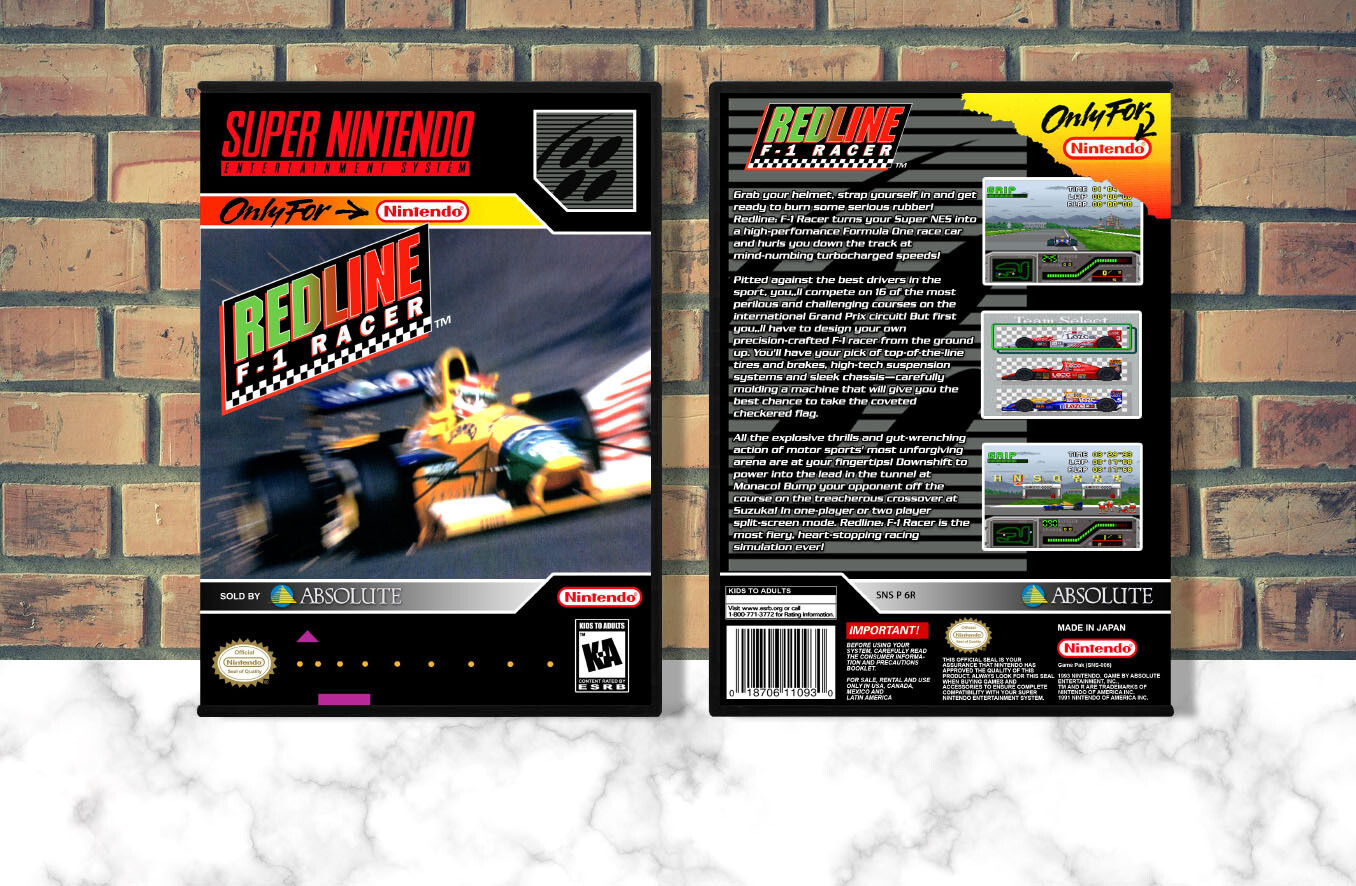 Redline F-1 Racer - SNES Video Game Case