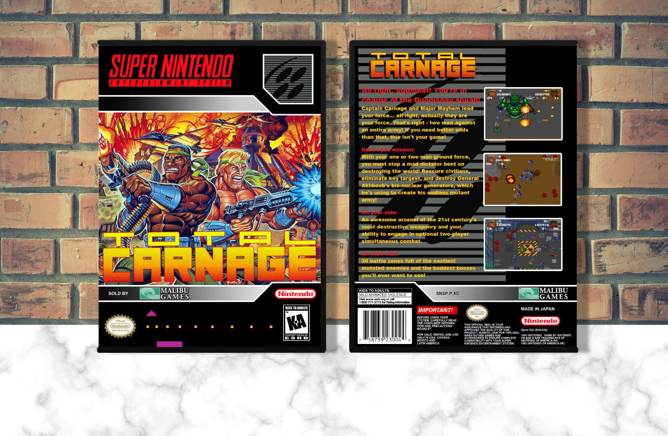 Total Carnage - SNES Video Game Case