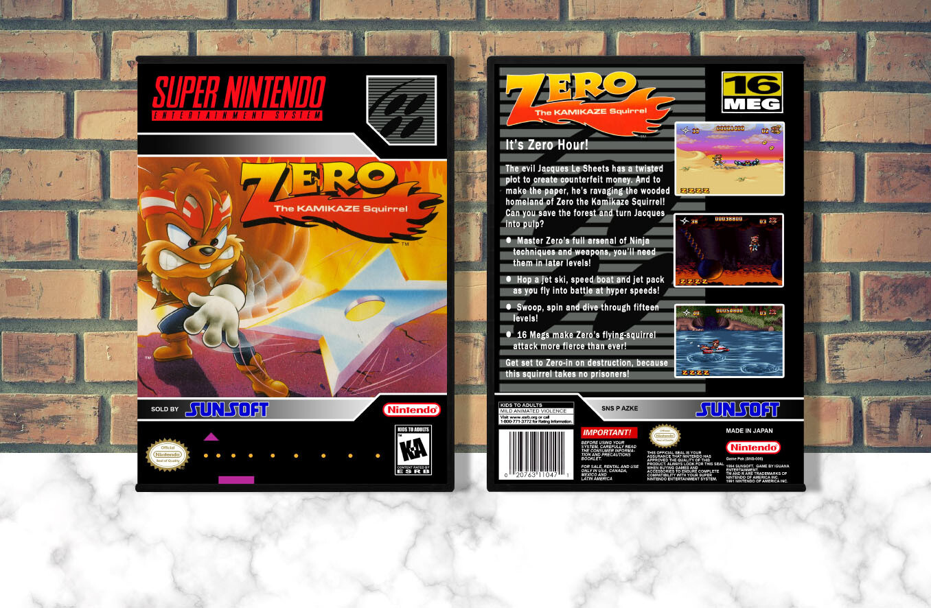 Zero the Kamikaze Squirrel - SNES Video Game Case