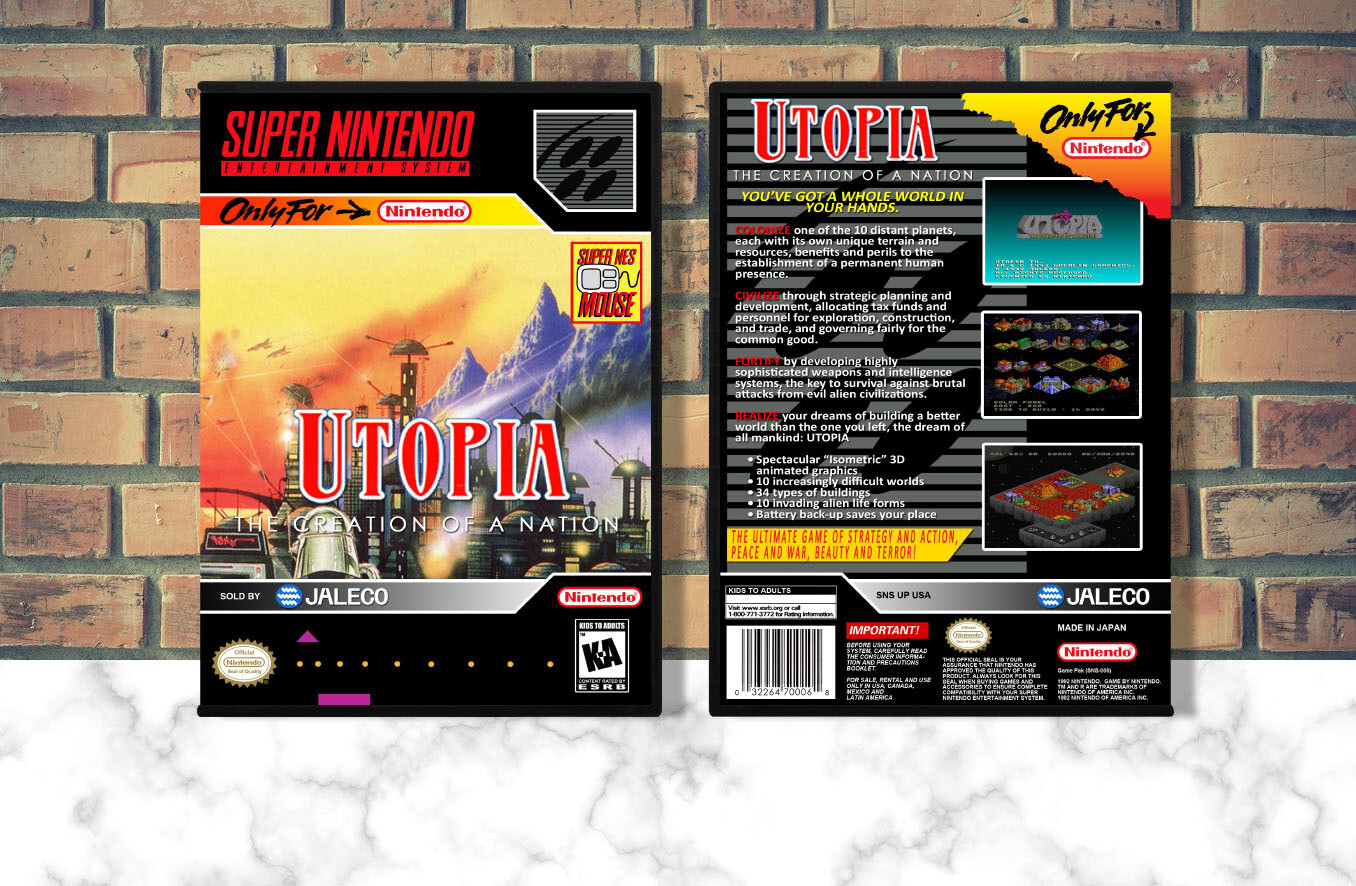 Utopia: The Creation of a Nation - SNES Video Game Case
