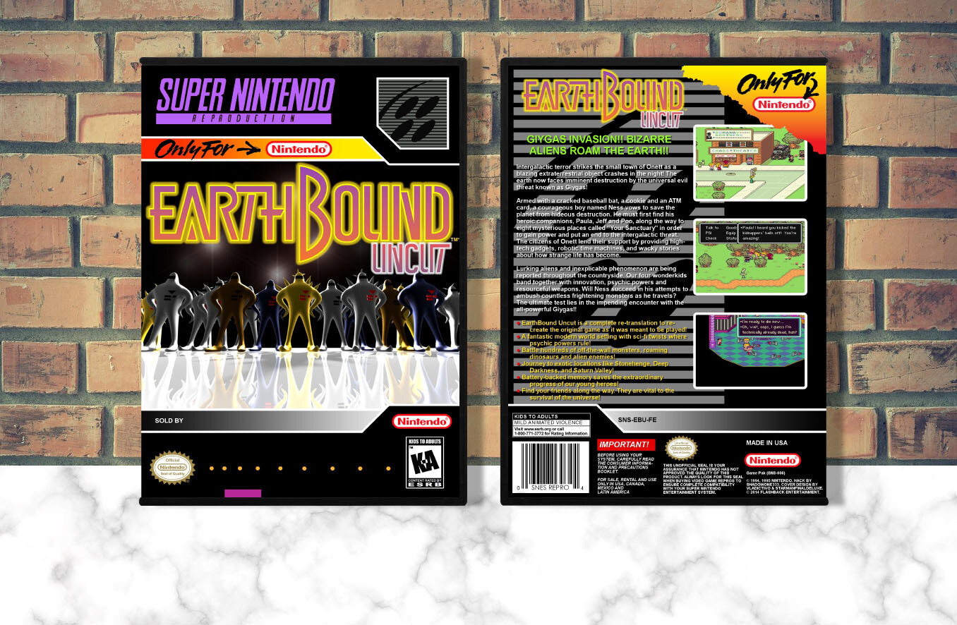 Earthbound Uncut (Repro Spine) - SNES Video Game Case