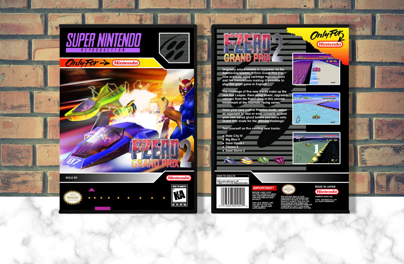 F-Zero 2 BS (Repro Spine) - SNES Video Game Case