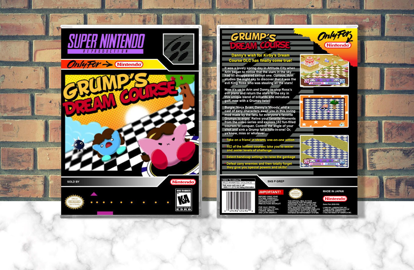 Grump's Dream Course (Repro Spine) - SNES Video Game Case