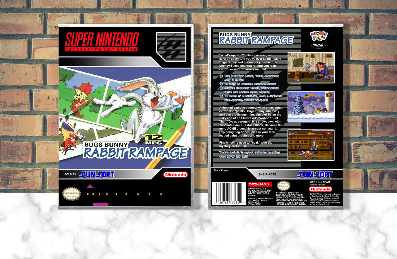 Bugs Bunny Rabbit Rampage - SNES Video Game Case Bugs Bunny Rabbit Rampage - SNES Video Game Case
