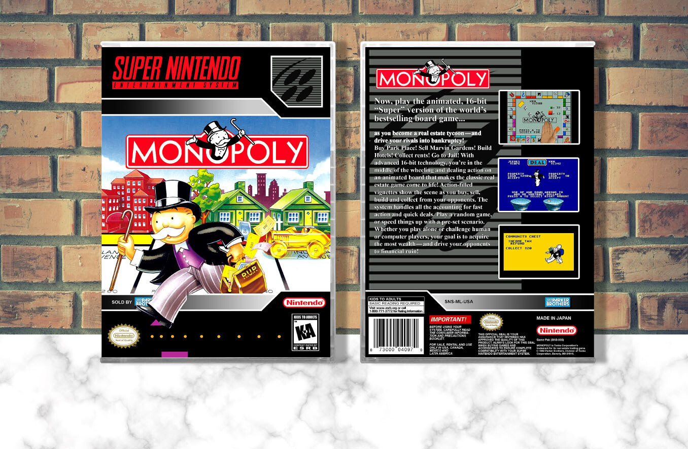 Monopoly - SNES Video Game Case