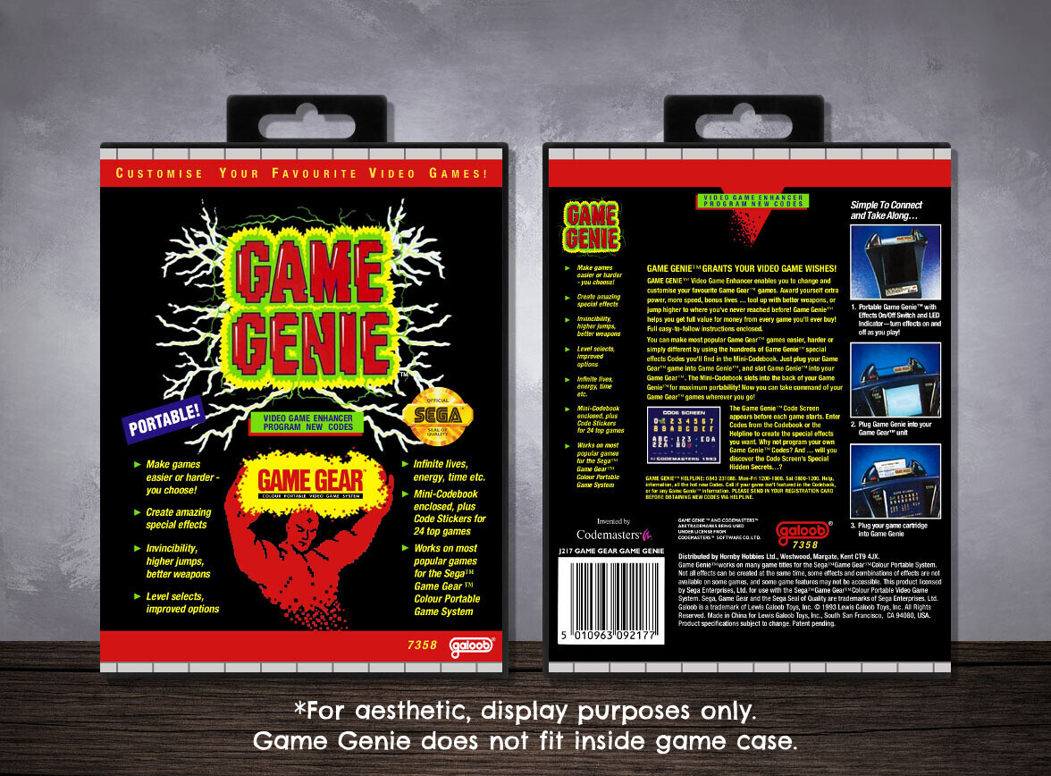 SEGA Game Gear Game Case - Game Genie