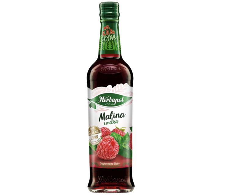 Raspberry Syrup with Melissa / Syrup malinowy z melisa "HERBAPOL" 420 ml