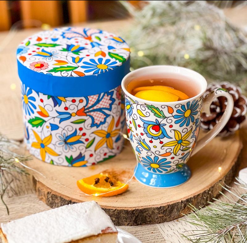 'Helenka' mug in a decorative box 280 ml - Kashubian pattern