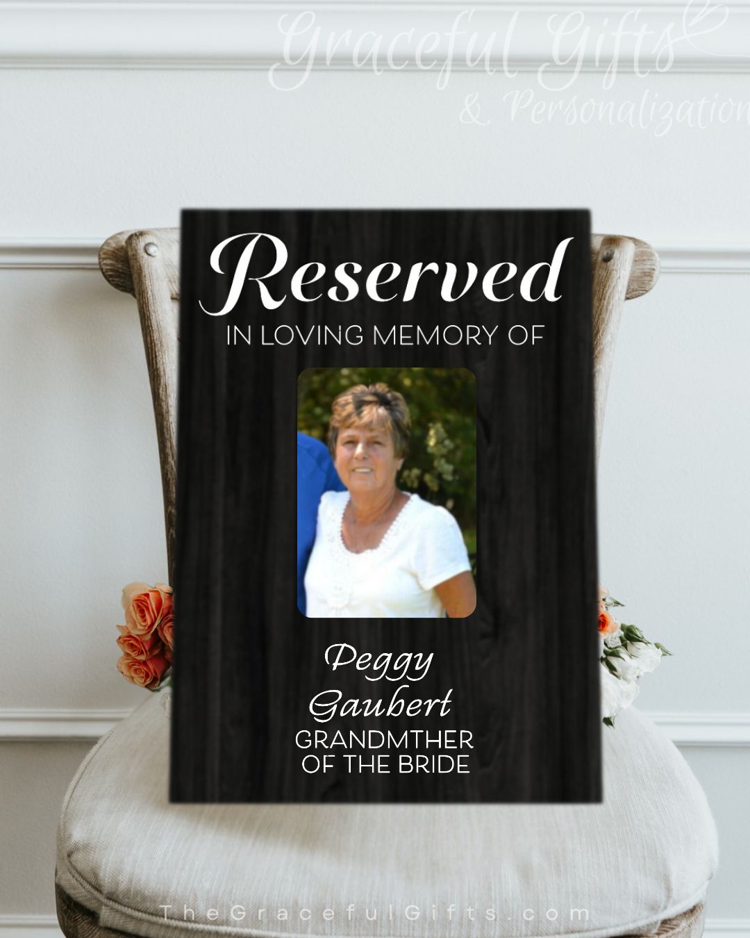 Reserved Seat Wedding Memorial Chair Sign with Base