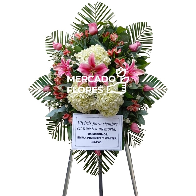 Corona Fúnebre para Dama con Rosas y Lirios Rosados | Delivery en Lima ...