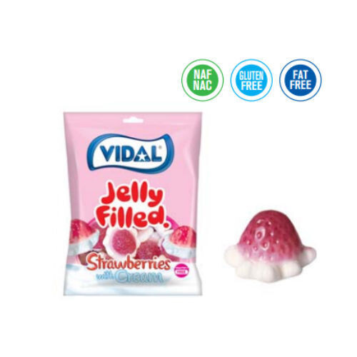 VIDAL JELLY FILLED STRAWBERRIES WITH CREAM (14 X 85 GR)