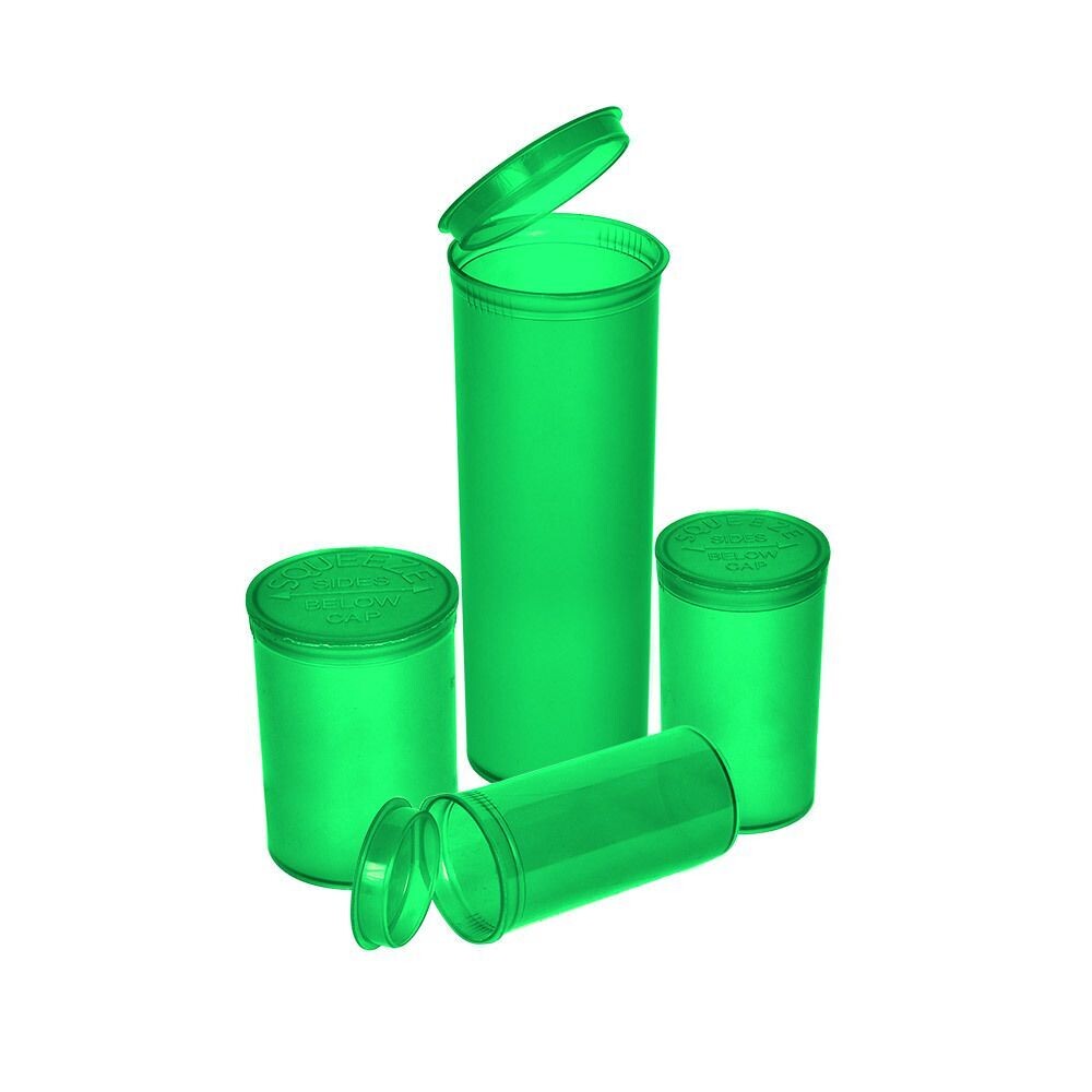Squeezetops®13 Dram Transparent Green Child Resistant Container