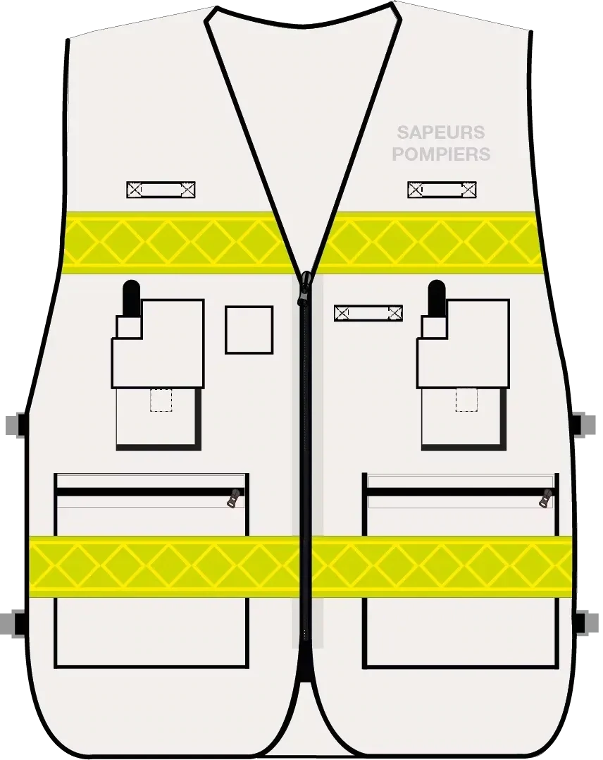 gilet d'intervention sapeurs-pompiers haute visibilité multipoches jaune fluo bandes ...