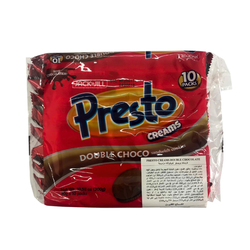 Jack n Jill Presto Creams Double Choco Sandwich Cookies 30gx10