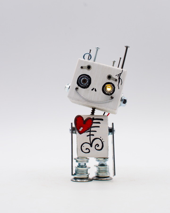 Luce di cortesia robot. Lampada di legno a batteria stile robot modello ...