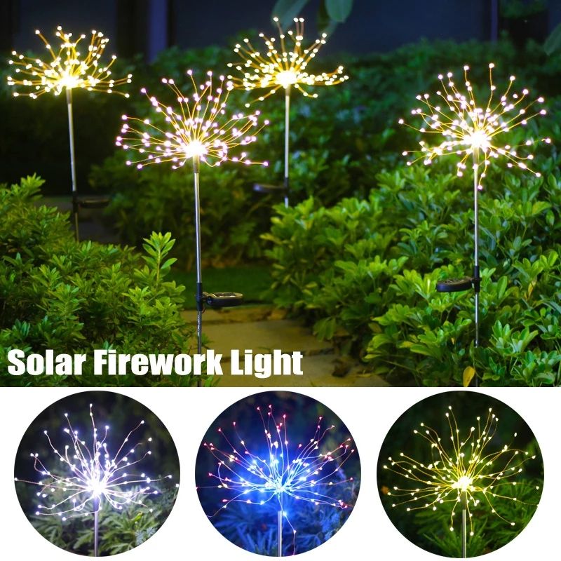LED Solar Fireworks Lights Waterproof Solar Outdoor Fairy Light