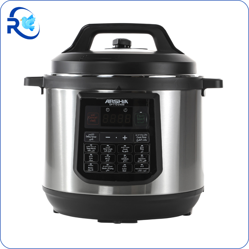 طنجرة ضغط رقمية Arshia سعة ٨ لتر – تحكم ذكي وطبخ سريع