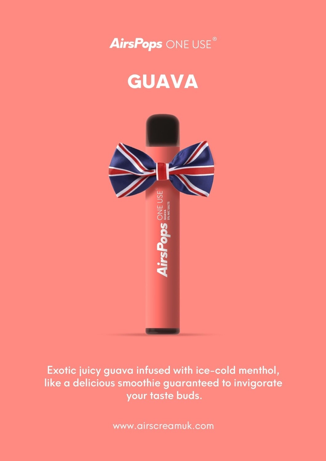 AirsPops One Use E-Cig - Guava 5% Nic Salts - 3ml