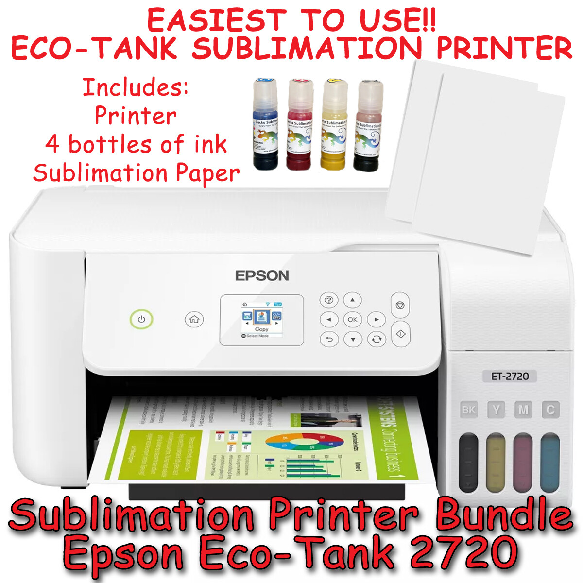 Epson ET 2720 Eco Tank Sublimation Printer Bundle With Sublimation Ink epson-et-2720-eco-tank-sublimation-printer-bundle-with-sublimation-ink