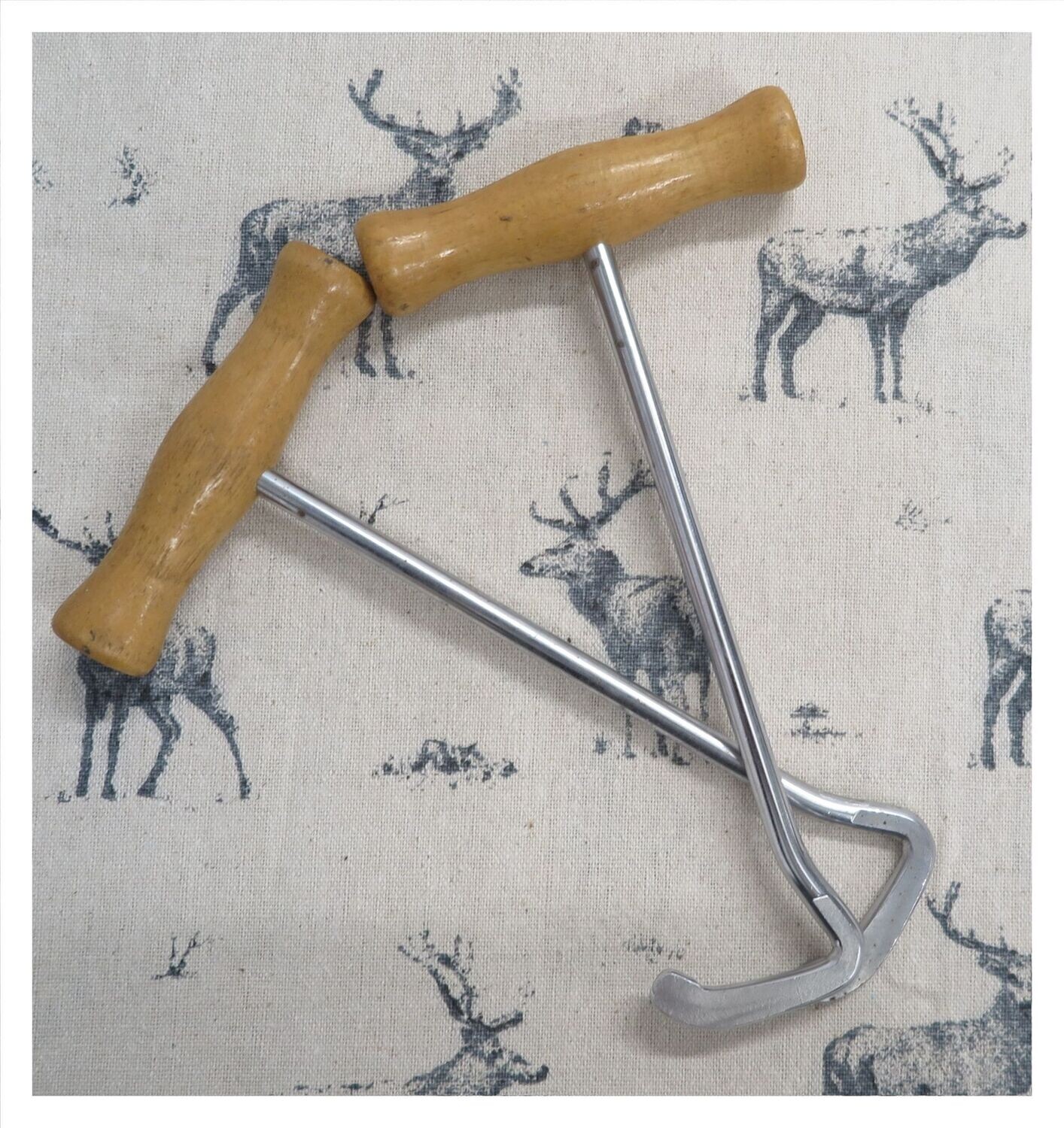 Pair of Used Wooden Handled Boot Pulls