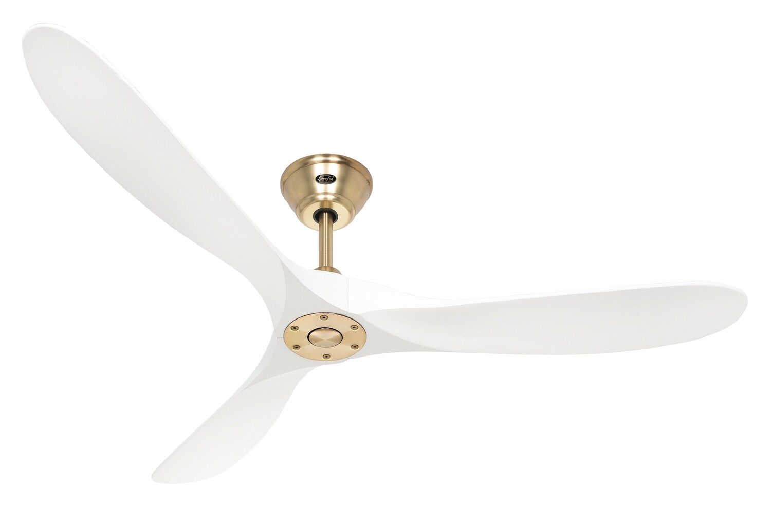 ECO GENUINO Ø152cm Brushed Brass/Matt White Solid Wood ceiling fan with ...