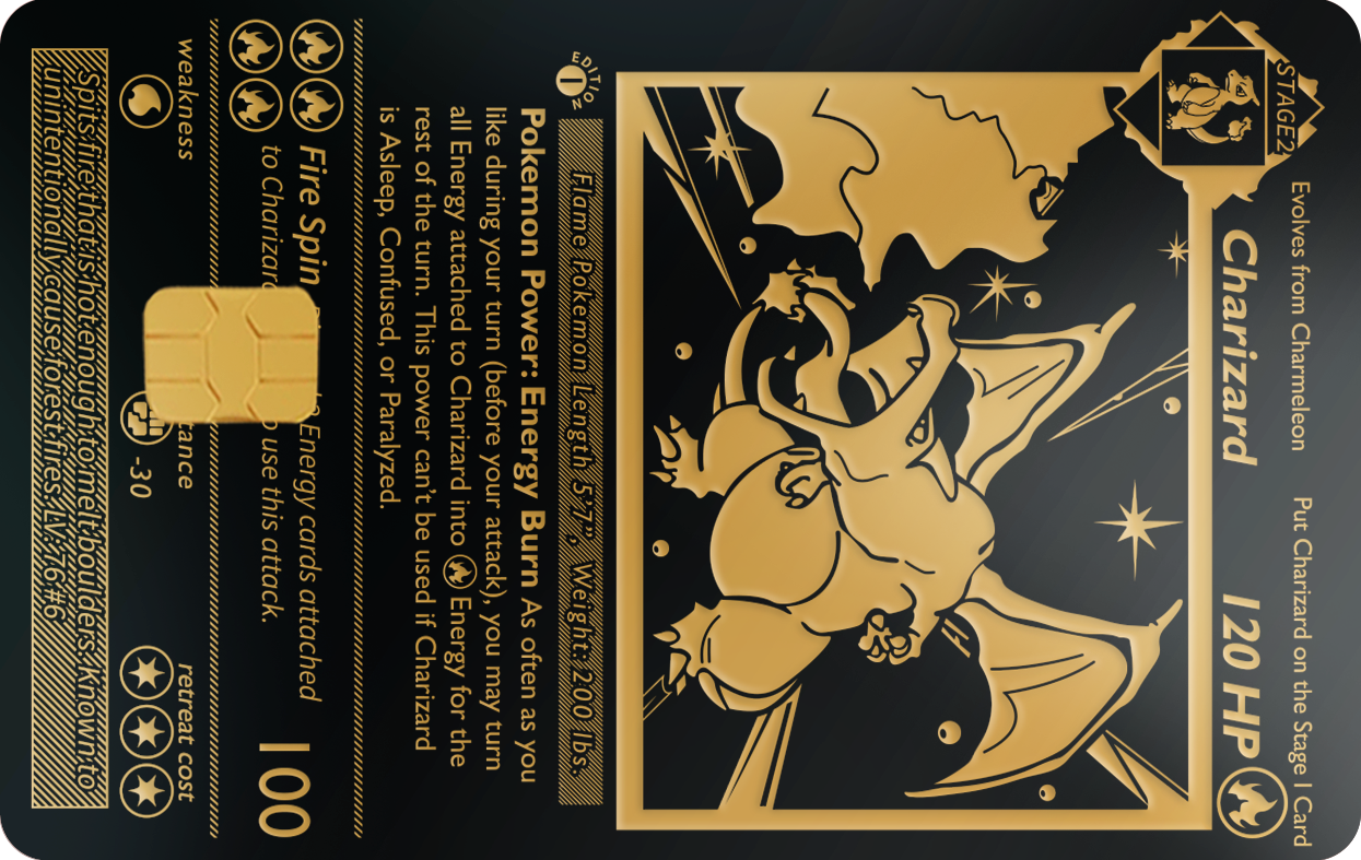 CHARIZARD : SWIPE DÈ LUXE METAL CREDIT CARDS