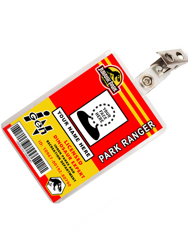 Park Ranger Jurassic Park World Dinosaur Ranger ID Badge Name Tag Card ...