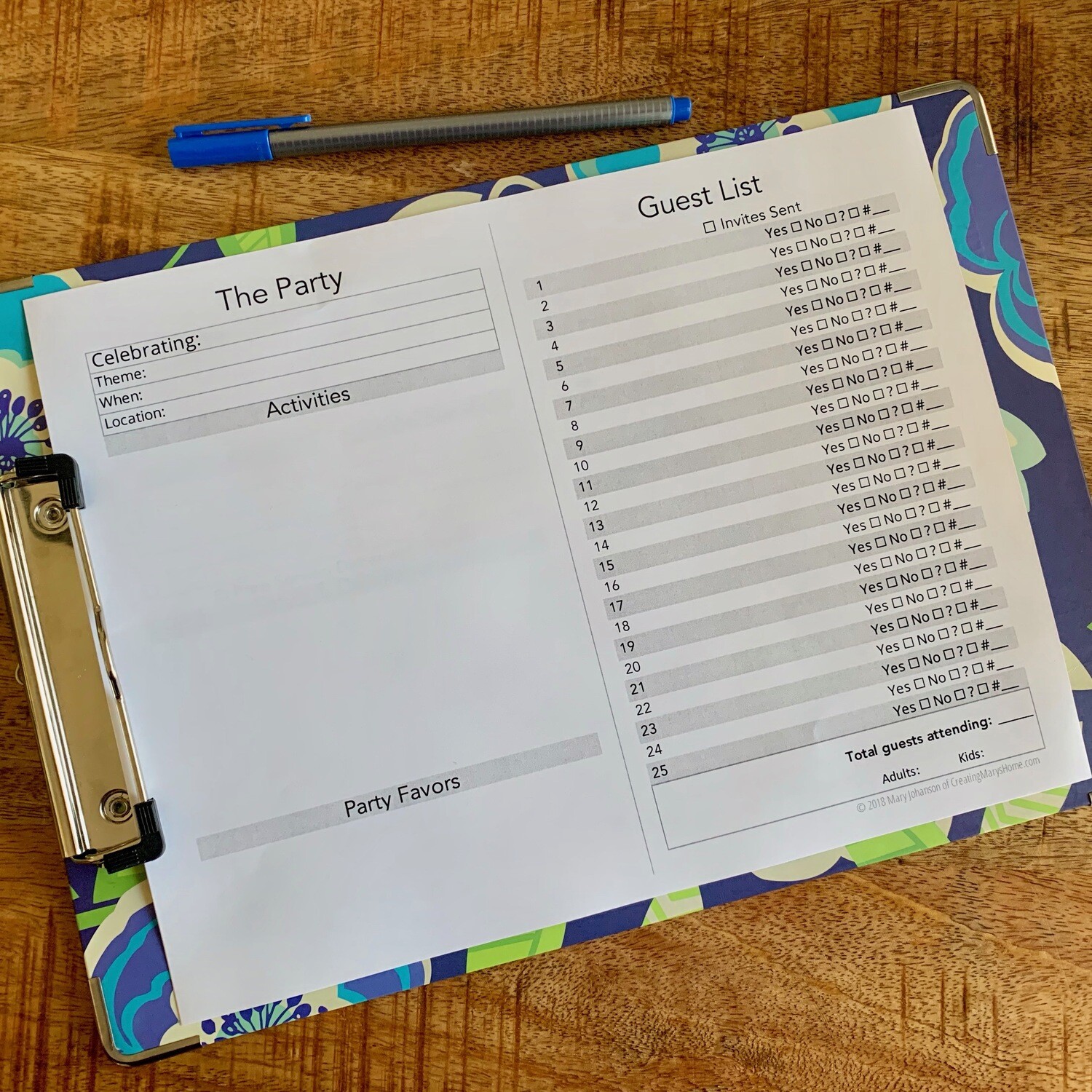 Party Planning: Simple Worksheet Download | Store | creatingmaryshome.com