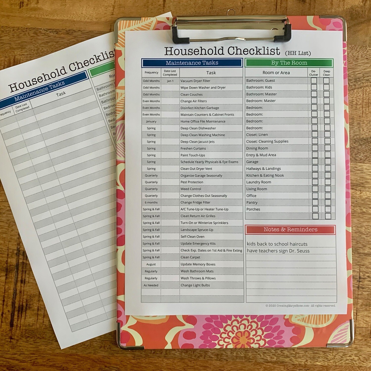 HH List - Household Management Checklist (customizable) | Store ...