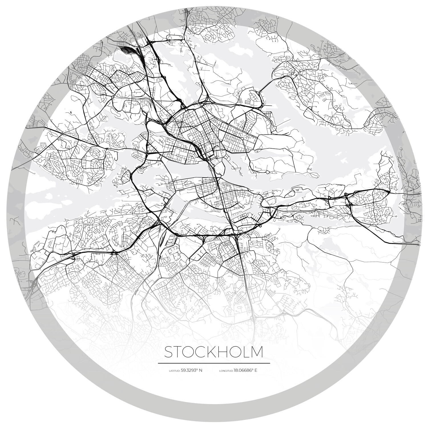 Bricka med Karta av Stockholm 38 cm