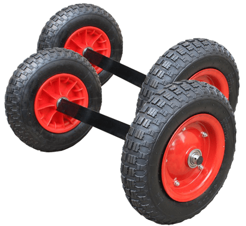Heavy duty 4 x 400 diameter wheels with 2 x axles