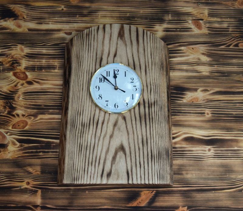 Large Ash Wall Clock, Burnt Grain Design.