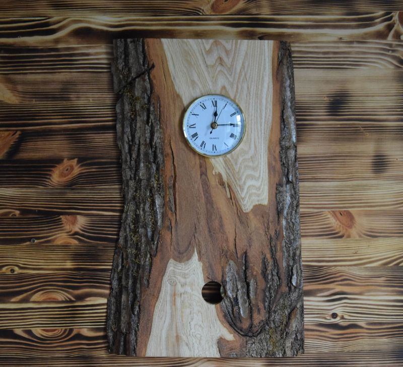 Handmade Irish Ash Pendulum Clock With Bark