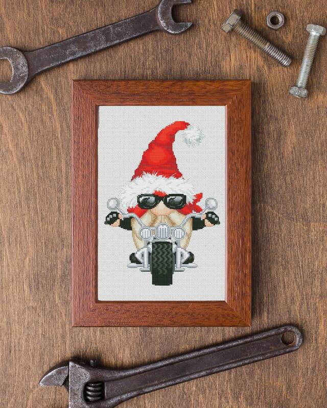 Santa biker, Gnome cross stitch, Men cross stitch, Cross stitch pattern ...