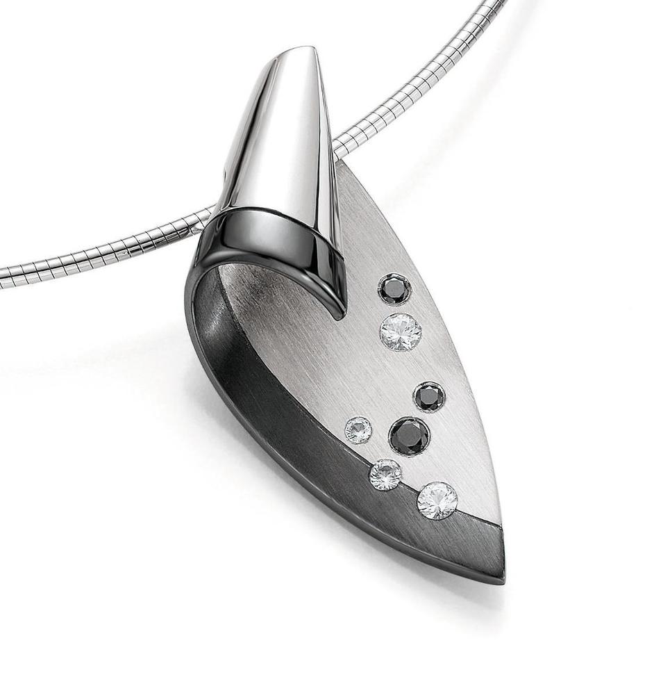 Breuning 31/04295-0 Silver Pendant with White Sapphires & Black Diamonds