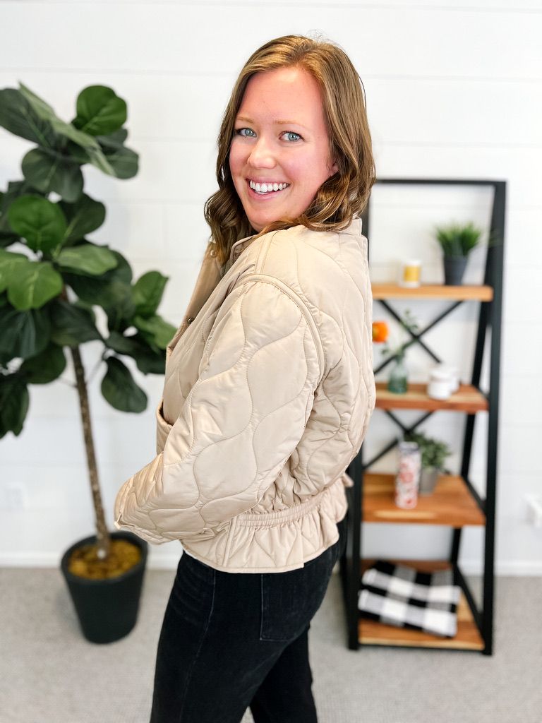 Camel Quilted Short Jacket