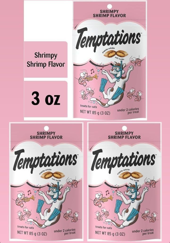 TEMPTATIONS Classic Treats for Cats Shrimpy Shrimp Flavor, 3 oz. Pouch ...