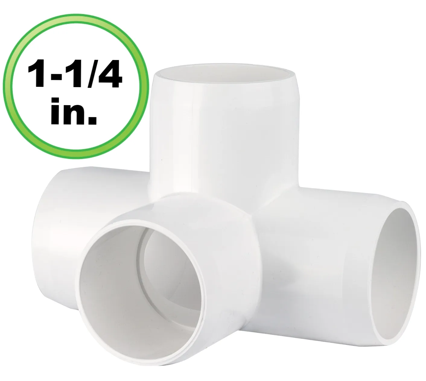 4 Way Tee ( 1-1/4 inch) - Furniture Grade PVC Side Outlet Tee