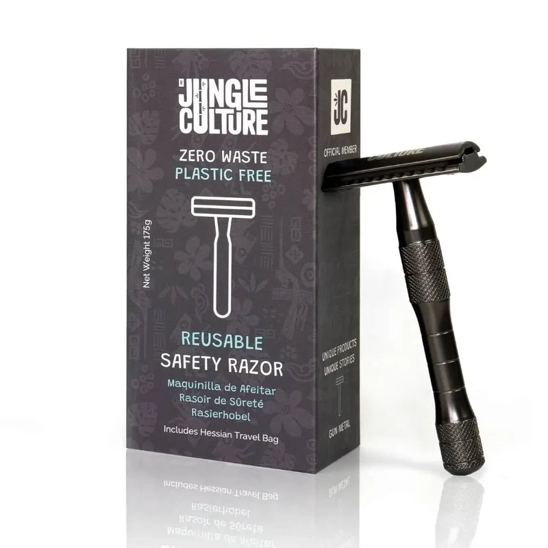 Jungle Culture Metallic Black Reusable Double Edge Safety Razor