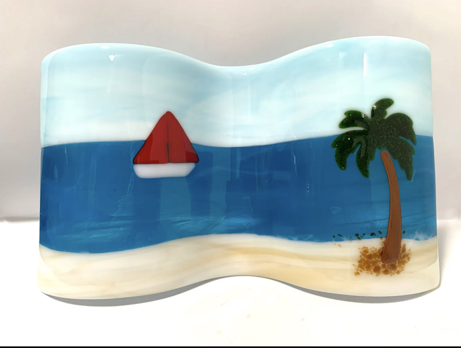 Ocean View Fused Glass Wave Sculpture