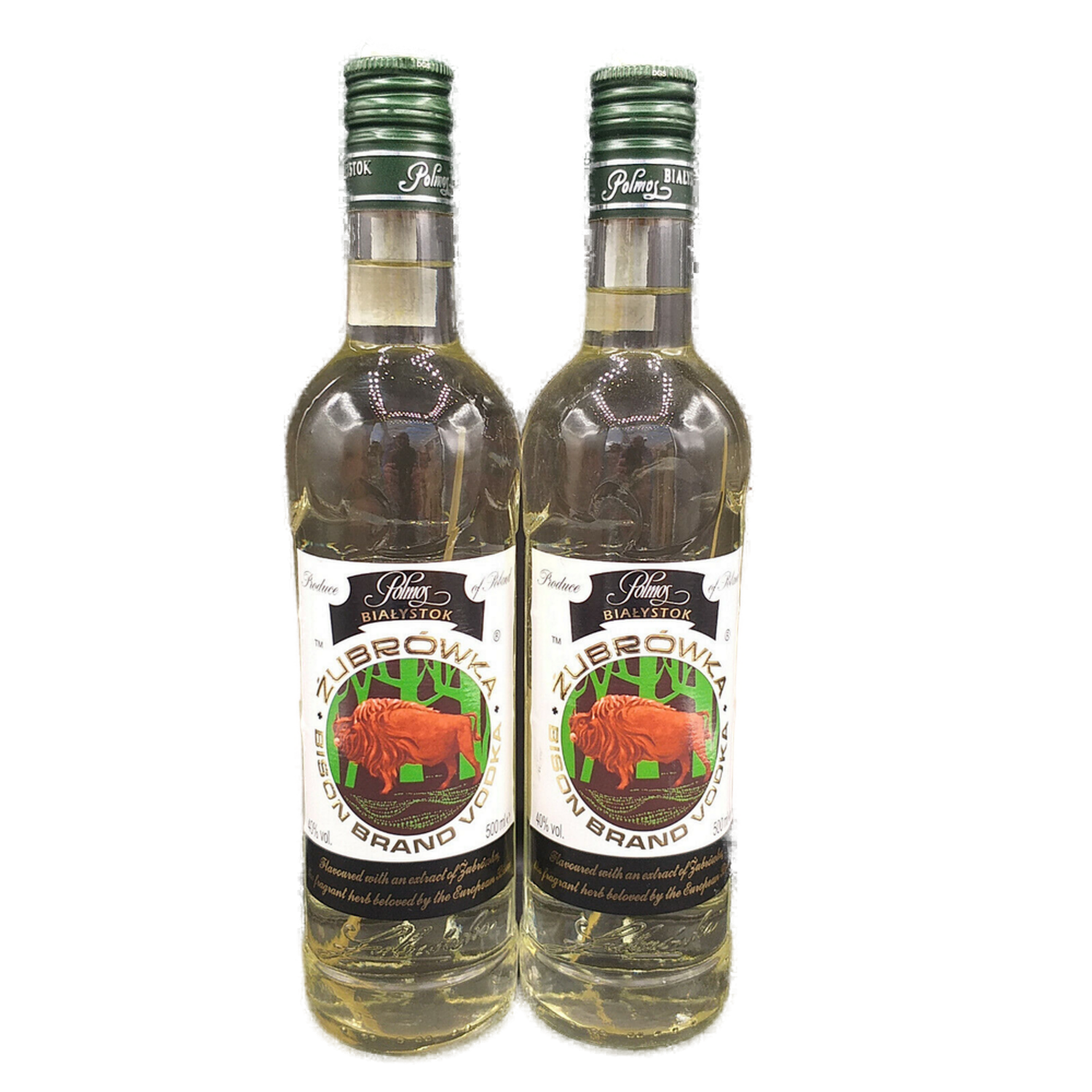 Zubrowka Polmos Bison Brand Vodka Polen 40 % VOL. (2x0,5ltr.)