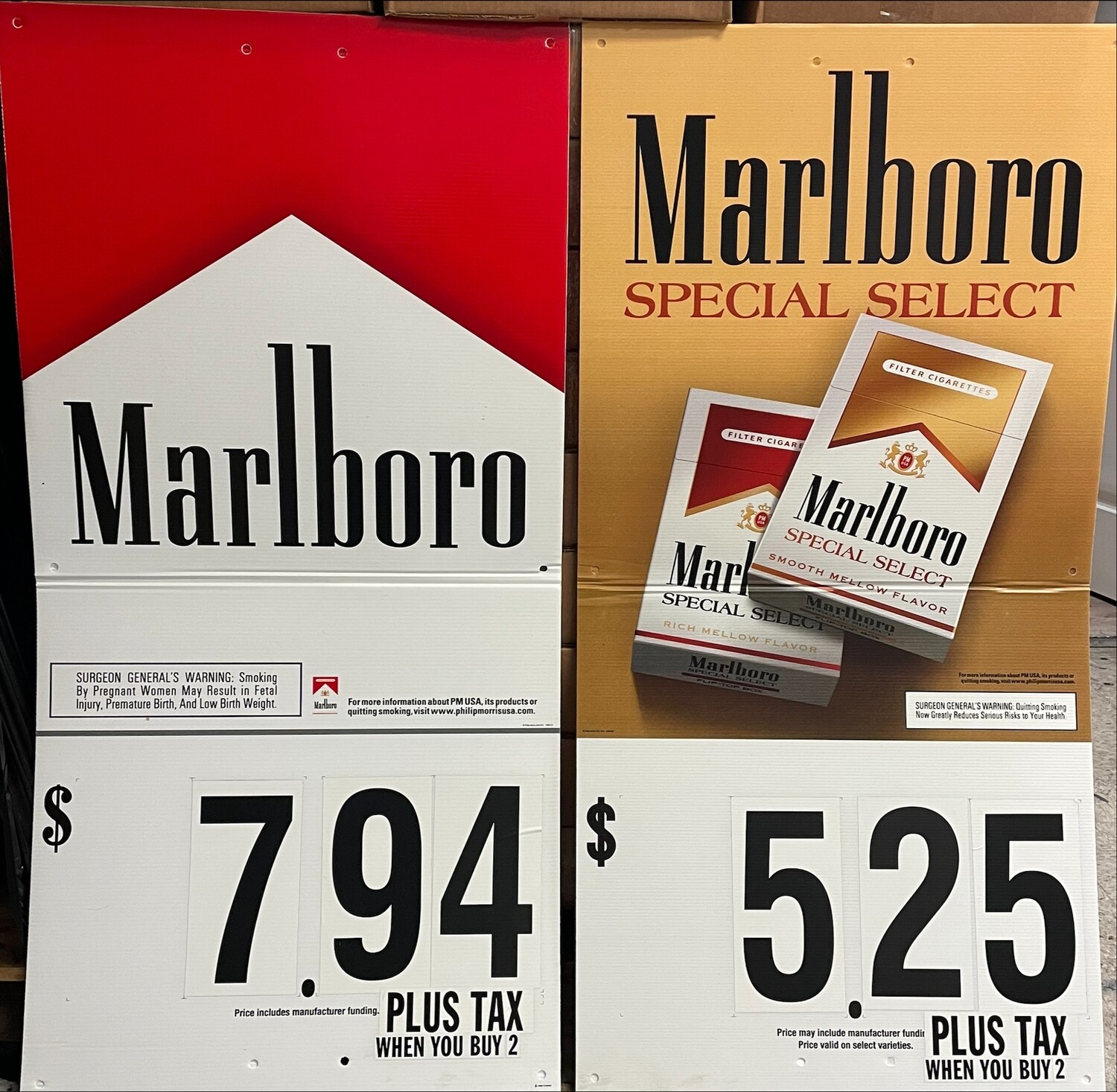 Coroplast Exterior Tobacco Signs and Number Stickers